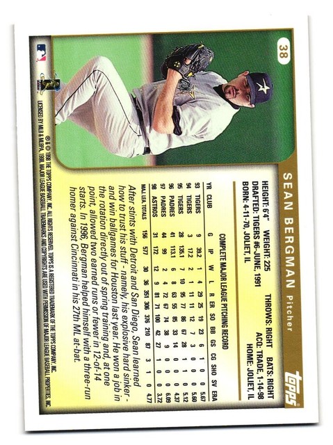 1999 Topps - #38 Sean Bergman for sale online | eBay