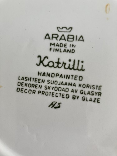 Arabia Finland 1970s Katrilli Salad Plates 7 7/8" Blue Green Flower Set ...