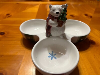 PFALTZGRAFF SNOW BEAR 3 section condiment server polar Christmas ...