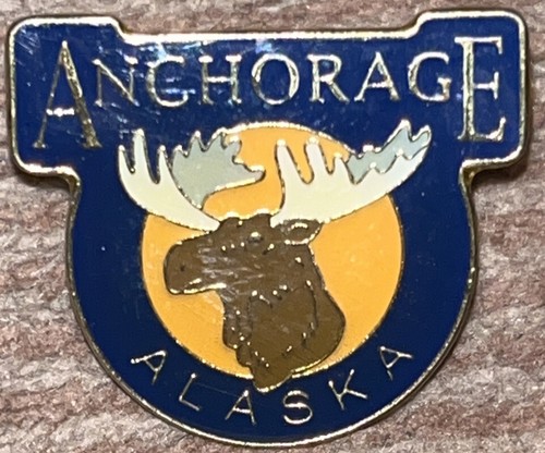 Vintage 90s Anchorage Alaska Moose Lapel Enamel Pin USA AK Hat Tourist ...