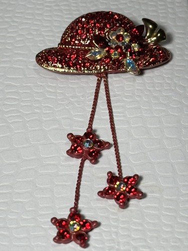 Aurora Borealis Red Hat Dangle Stars Western Prarie Brooch Pin | eBay