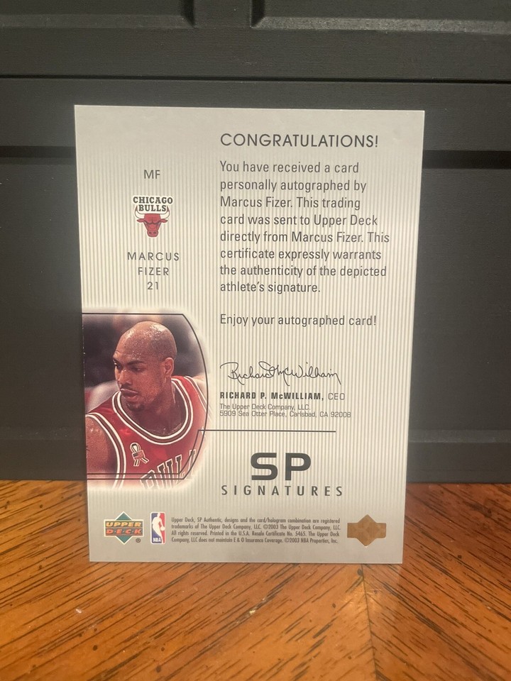 2002-03 SP Authentic SP Signatures Marcus Fizer #MF Auto Bulls 3301 | eBay