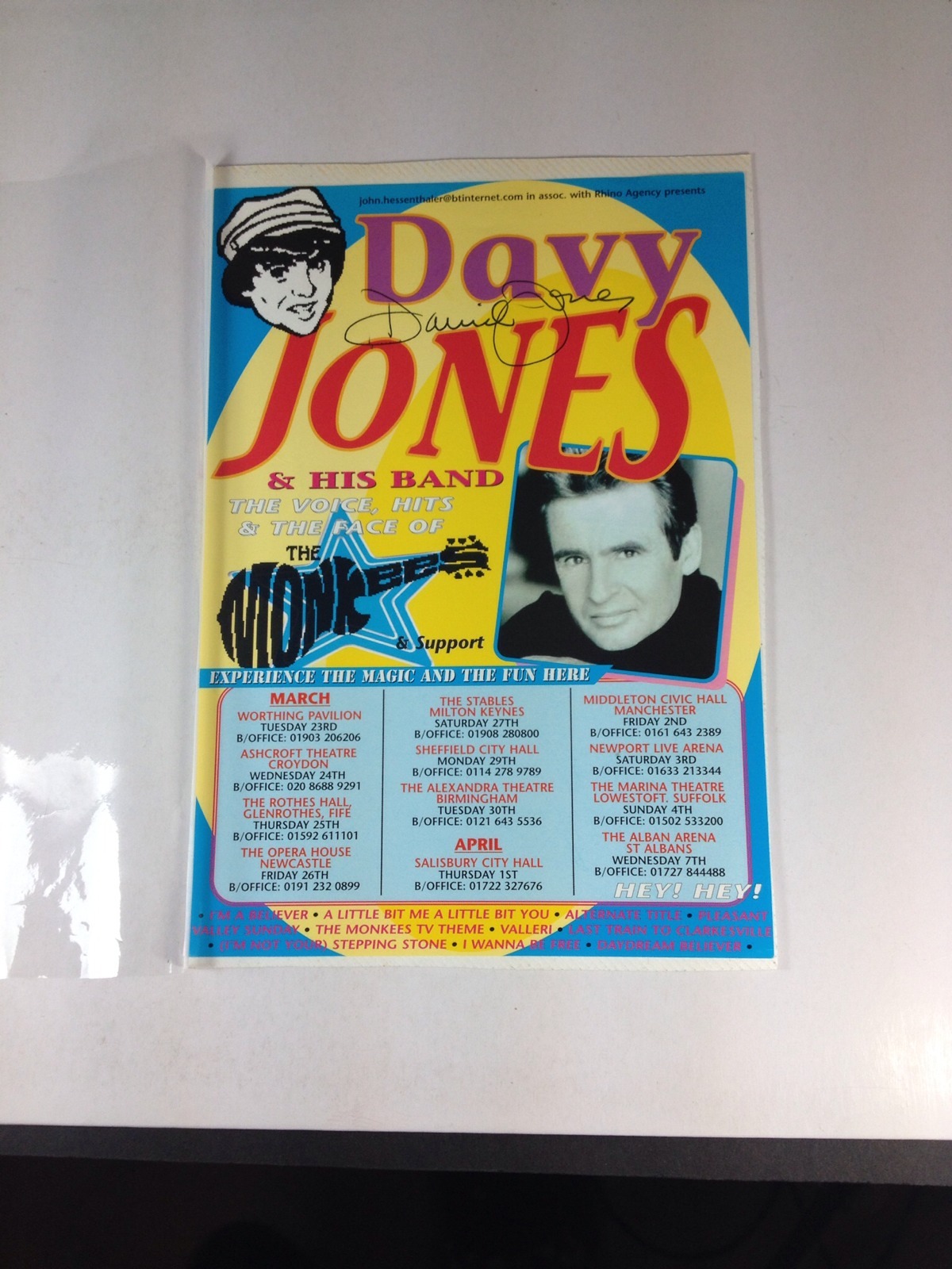 Davy Jones "The Monkees " Rare 6X8 Flyer, Autograph, Signed PSA Graded ...