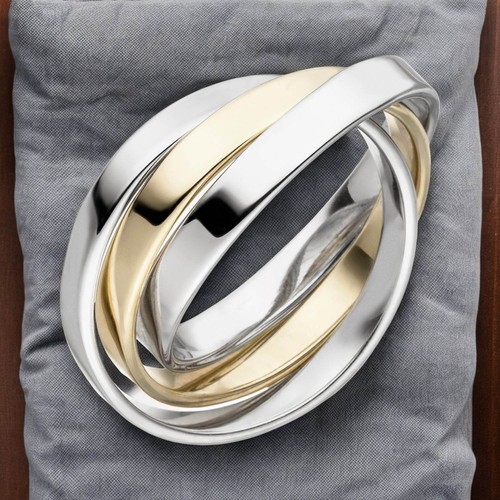 Damen Ring 3-reihig verschlungen 925 Sterling Silber bicolor vergoldet | eBay.de