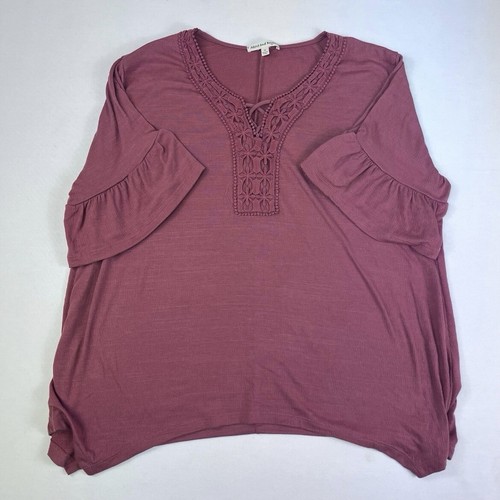 Above and Beyond Women’s Size 3X Blouse V-Neck Blouse Red Drawstring ...