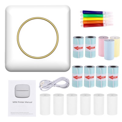 Portable Mini Pocket Photo Printer 203DPI Wireless BT with 9 Paper ...