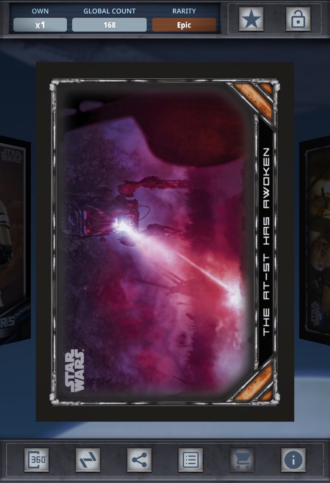 AT-ST AWOKEN-EPIC BLACK BASE-MANDALORIAN SERIES 1-TOPPS STAR WARS CARD ...