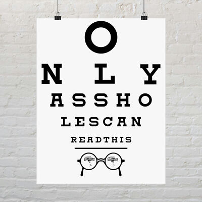 Funny Optometrist Gift poster, Optometry poster, Snellen, Eye Chart ...