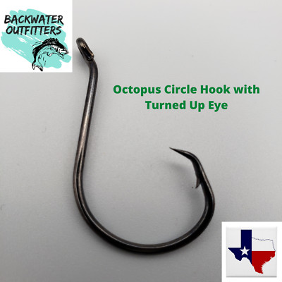 Carbon Steel Offset Octopus Circle Hook 7384 w/ Turned Up Eye 50pcs Sz 1/0--8/0 | eBay