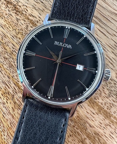 Bulova 96B243 AeroJet Stainless w/ Black Red Dial Mens Classic Watch ...