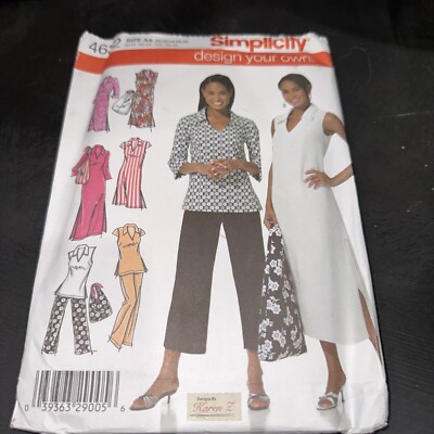 Simplicity 4632 Sewing Pattern Misses Dress Tunic Pants Bag Size 10 12 ...