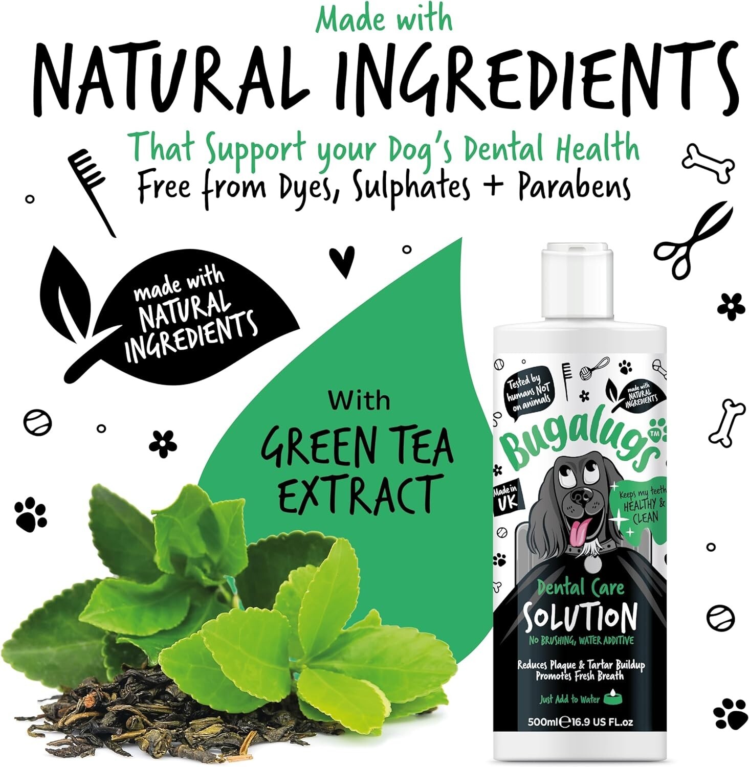 BUGALUGS Dog Dental Water Additive Plaque & Tartar Remover Breath ...