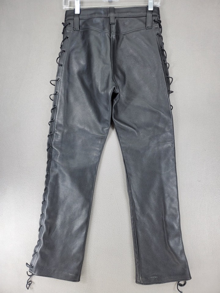 Leather Pants NYC Leather Man Apparel Lace Up Leg WAIST 27" Tag Size ...