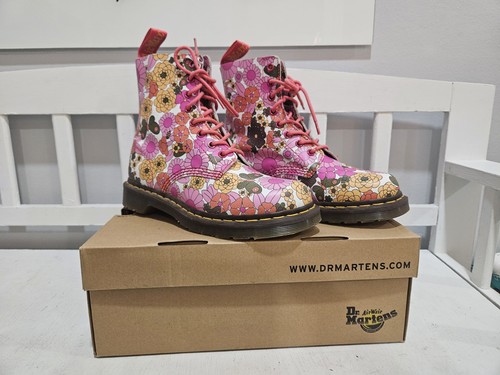 Doc Marten Air Wair 8 Eye Pascal Pink Rose, Vintage Daisy Womens Boots ...