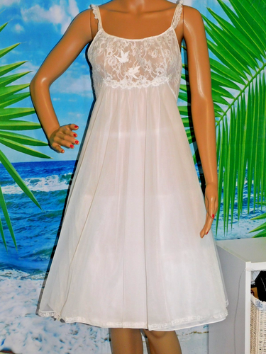 Vintage Vanity Fair Double Layer Chiffon over Nylon and Lace White ...