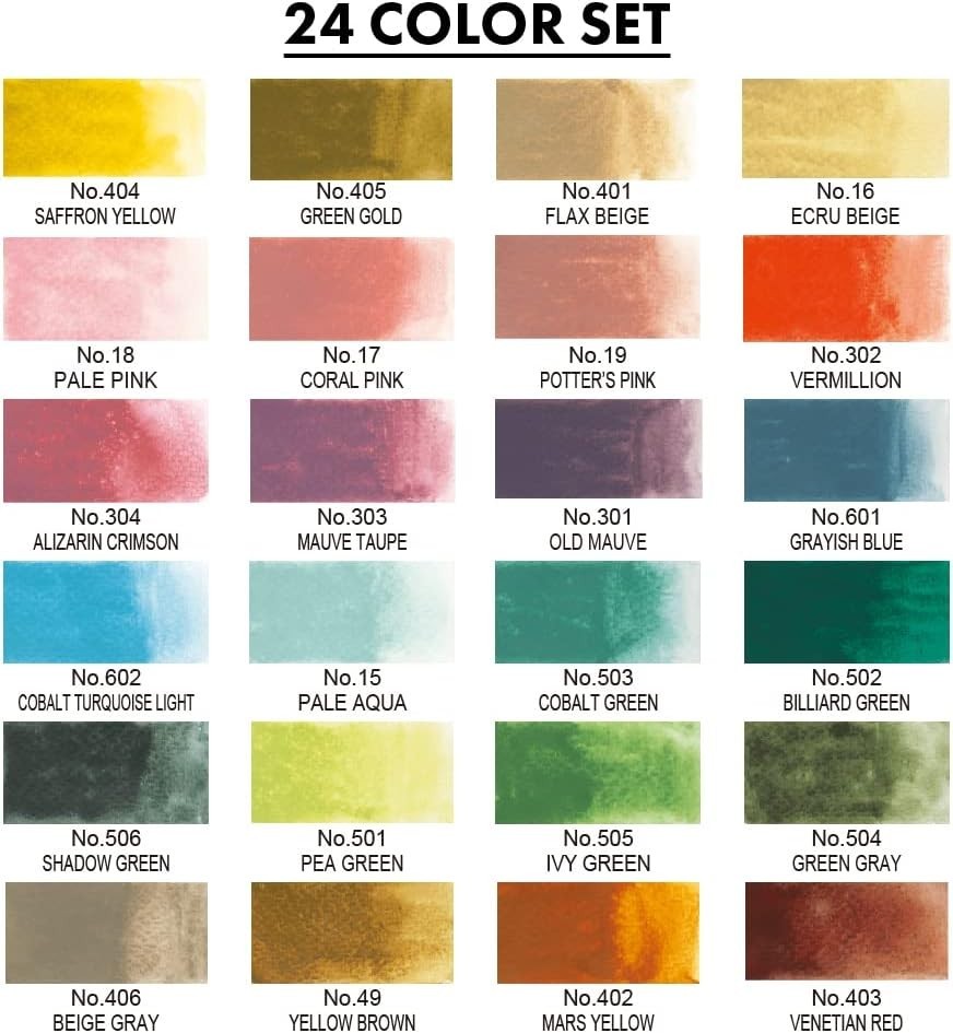 Kuretake GANSAI TAMBI Watercolor Paint Set 24 Colors II - Art nouveau ...