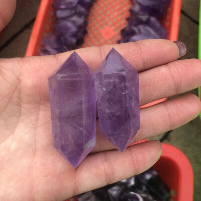 Natural Amethyst Double Pointed Column Ornaments | eBay