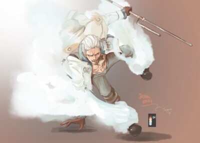 ONE PIECE marine smoker cigar fight stance jitte Custom Gaming Mat Desk ...