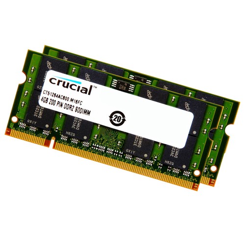 Crucial Kit 8GB (2X 4GB) DDR2-800MHz PC2-6400 SODIMM 2Rx8 200pin ...