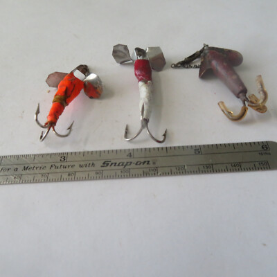 FISHING LURE PHANTOM 1½" VINTAGE WOBBLE SPIN MINNOW SOFT BODY AND 2 ...