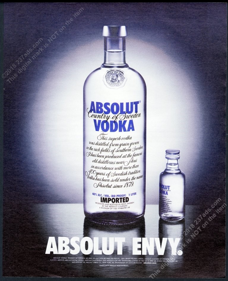 2002 Absolut Envy large small vodka bottle photo vintage print ad | eBay