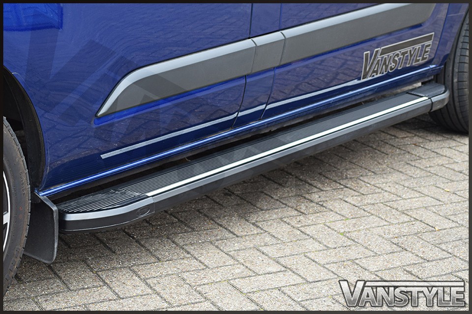 FORD TRANSIT CUSTOM 12-23 BLACK SIDE STEPS SWB SIDE BARS RUNNING BOARDS ...