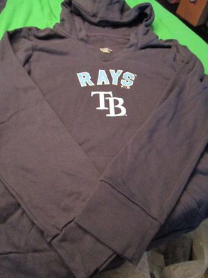NEW TAMPA BAY RAYS MLB BASEBALL WOMENS V NECK HOODED SWEATSHIRT NAVY 2X ...