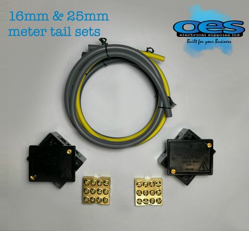 25MM & 16MM FLEXI METER TAIL PACKS BLUE & BROWN TAILS & EARTH CABLE ...