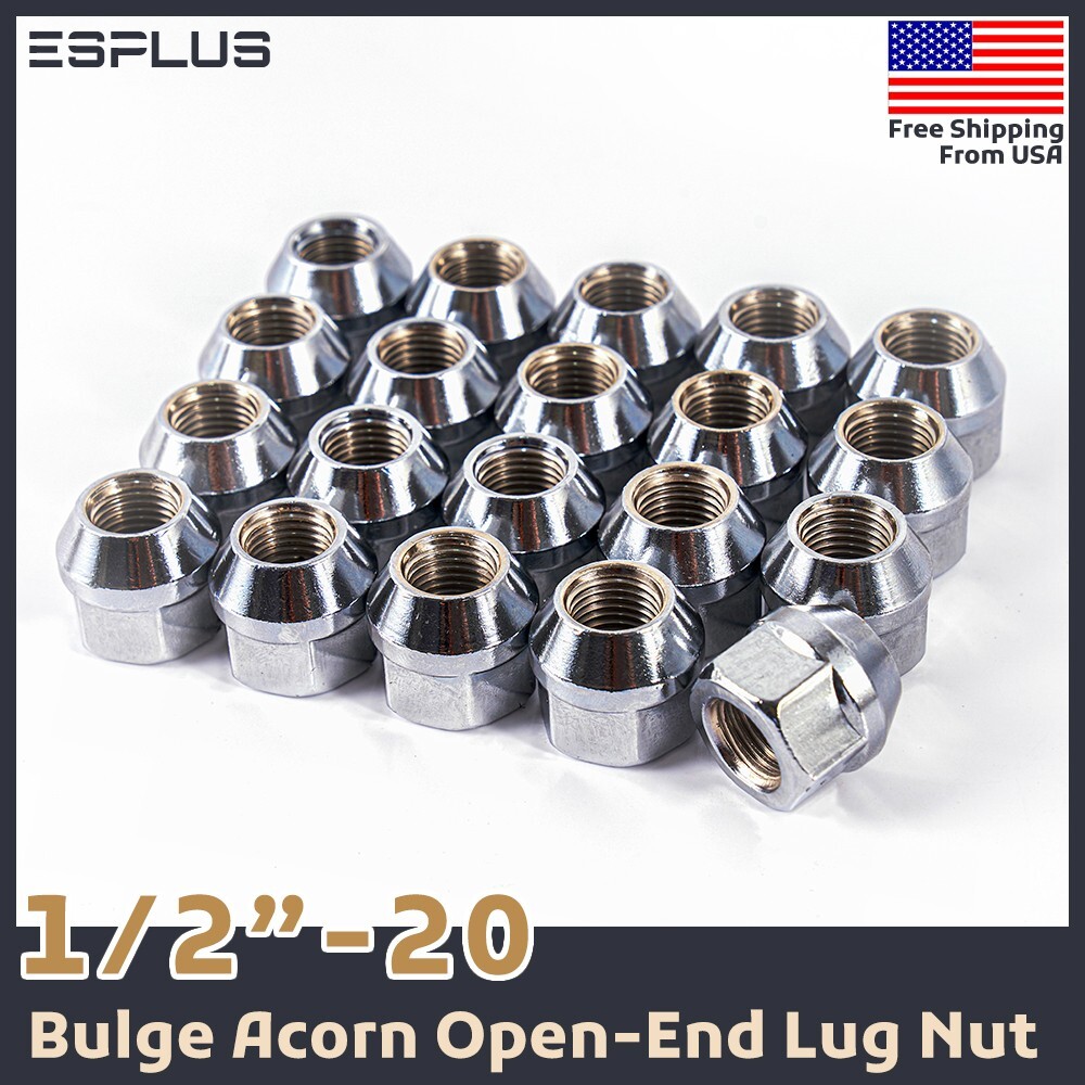 20 Pc Ford Open Lug Nut 1/2-20 Chrome Fit 5-Lug F100/F150/Edge/Explorer ...