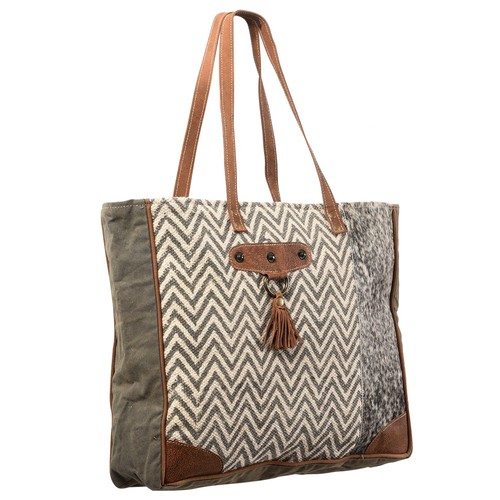 KB OHLAY KB418 TOTE Upcycled Wool Canvas Genuine Leather women bag ...