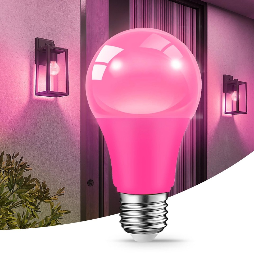 LED Pink Light Bulbs for Outdoor Indoor, 9W(60W Equivalent) E26 Base ...