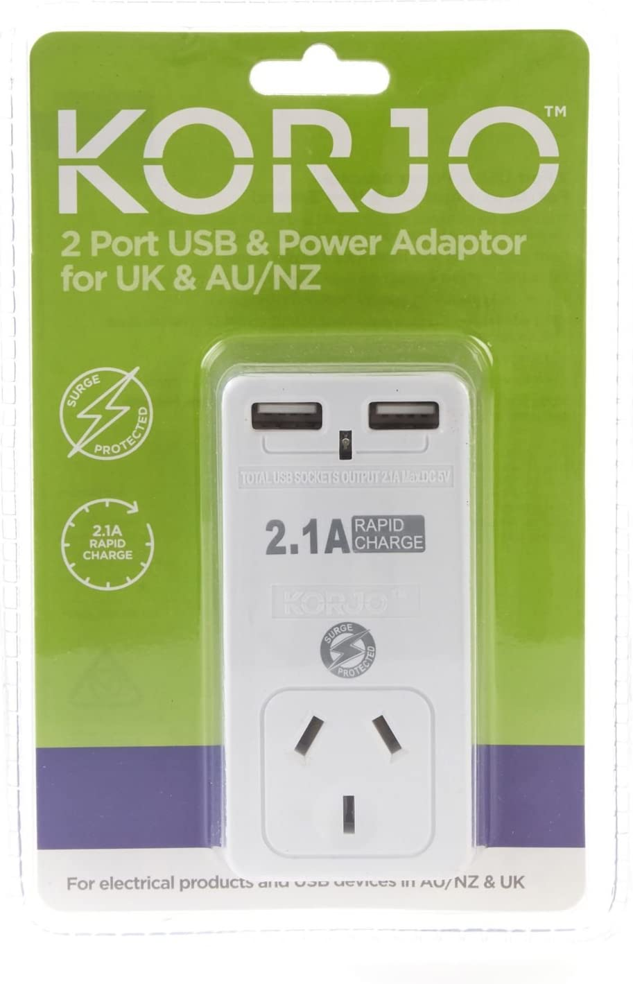 UK USB Power Adaptor, 2X USB Sockets, 1X AUS/NZ Socket, for England ...