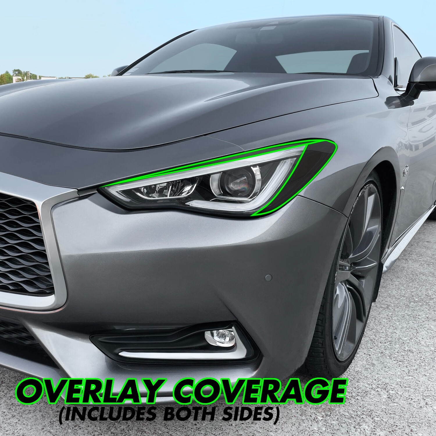 FOR 2017-2022 Infiniti Q60 Headlight Cutout SMOKE Precut Vinyl Tint ...