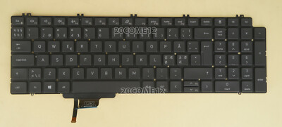 For DELL Precision 7550 7750 Keyboard for Backlit Gray black Nordic ...