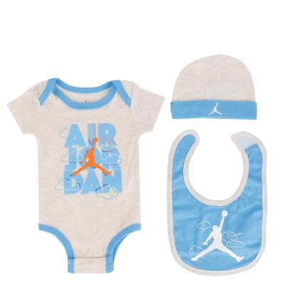 [NJ0537-W6N] Baby Air Jordan Bodysuit, Hat and Bib 3-PC Box Set | eBay