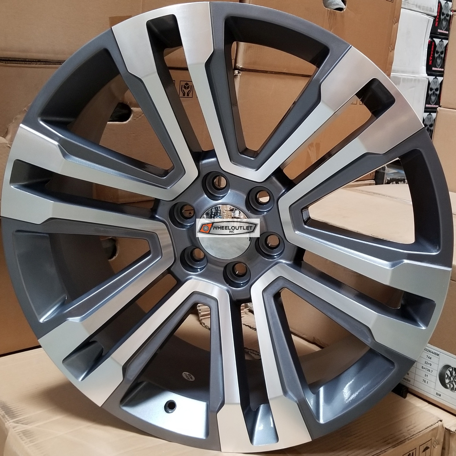 26 GMC Replica Rims Gunmetal Wheels Tires Fit Tahoe Silverado Sierra ...