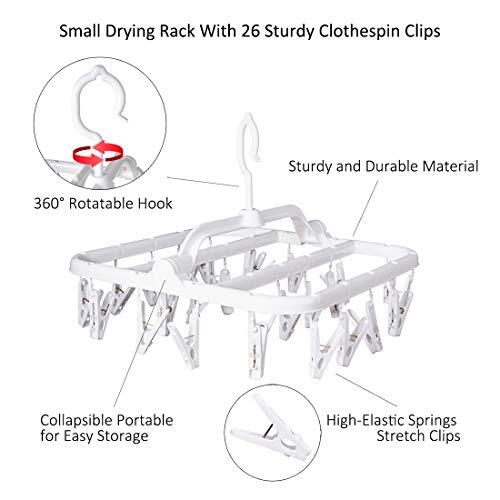 Foldable Clip Hanger Laundry Drying Rack with 26 Clips for Socks Bras ...