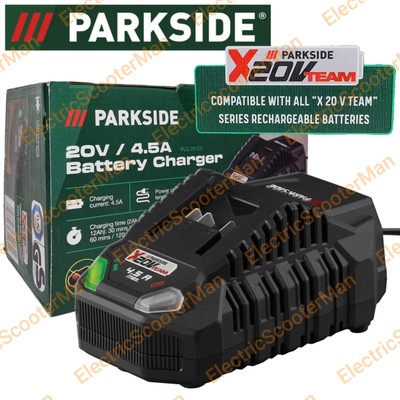 Parkside 20V 4.5A Fast Battery Charger - 2Ah 4Ah X20V Team Series ...
