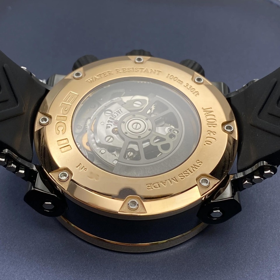 Jacob & Co Epic II 18k Rose Gold Chronograph Steel Automatic Men Watch ...