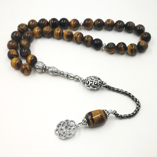 Tasbih Natural Tiger eye stone muslim prayer beads islamic rosary ...