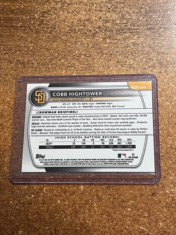 2025 Bowman 1st Bowman Chrome Reptilian Refractor # BCP-104 Cobb ...