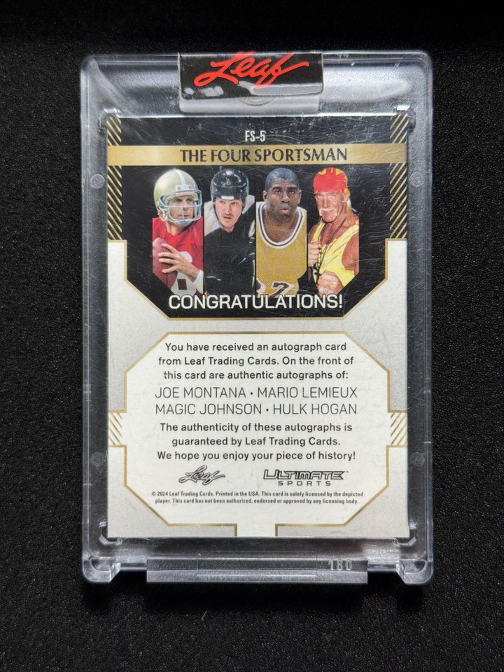 2024 Leaf Ultimate #/6 Joe Montana Mario Lemieux Magic Johnson Hulk ...
