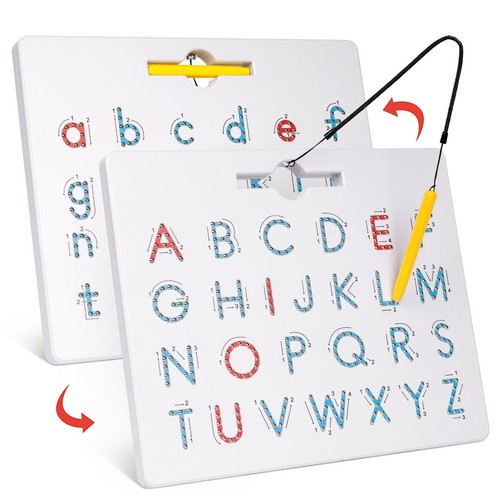 Double Sided Magnetic Letter Board - 2 in 1 Alphabet Magnets Tracing ...