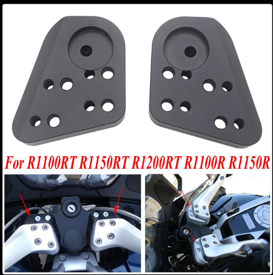 Silver/Black Left & Right 1" Handlebar Risers Extender Adaptors For BMW ...