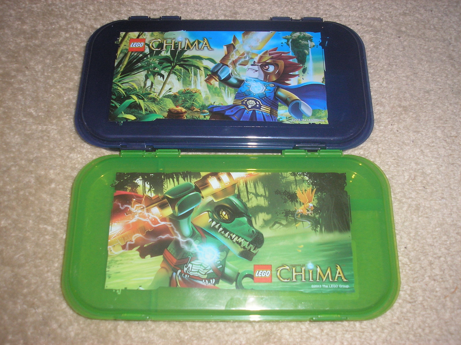 New Lot of 2 Lego Minifigure Storage Case Chima One Blue and One Green ...