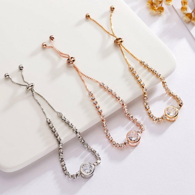 Women's Adjustable Chain Bracelet Rhinestone Crystal Cuff Bangle ...