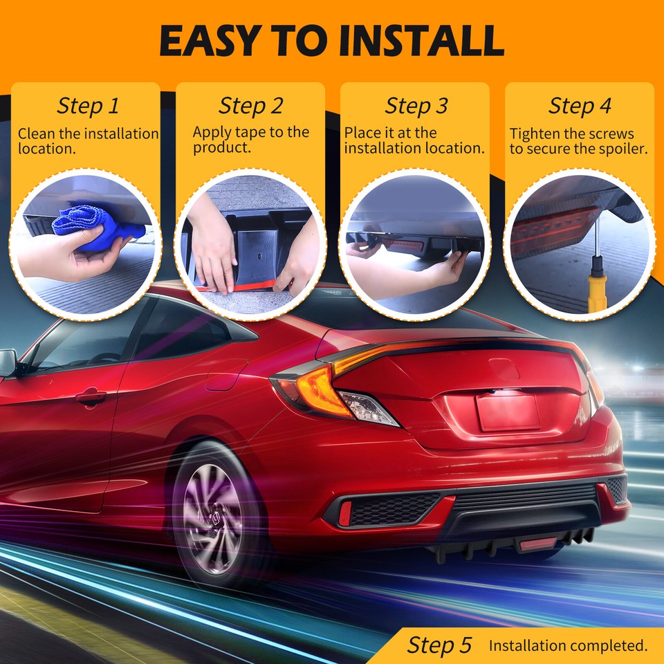 Glossy Black Rear Bumper Diffuser Fins Spoiler Lip Splitter For Lincoln ...