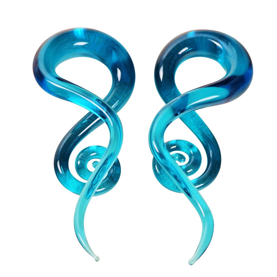 2PCS Glass Spiral Tapers Ear Plugs Handmade Twist Stretchers Ear Gauge ...