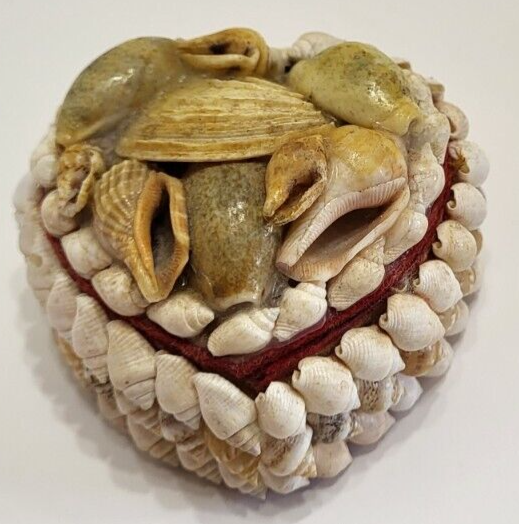 Vintage Seashell Trinket Jewelry Heart Box Beach Ocean Travel Souvenir ...