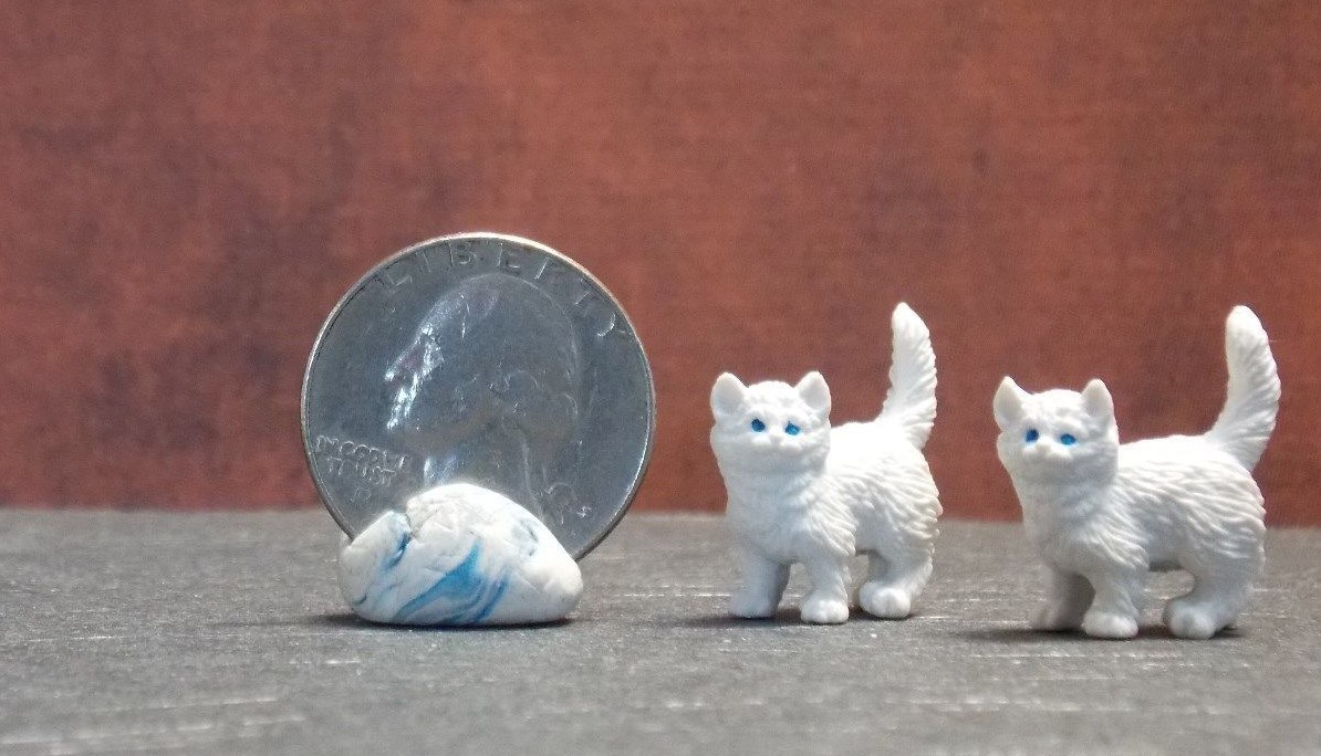 Dollhouse Miniature Cat Kittens Animals B104 B105 1:24 1:12 scale ...